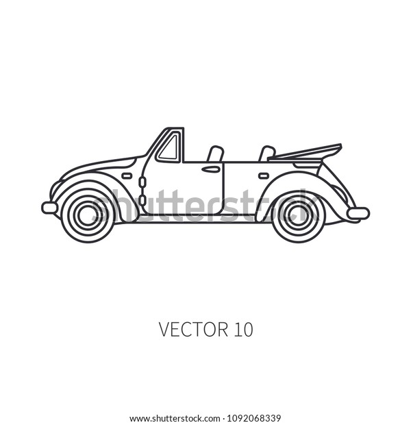 Line Vector Icon Retro Tourism Cabriolet Stock-vektor (royaltyfri ...