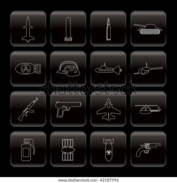 Line Weapon Arms War Icons Vector Stock Vector (Royalty Free) 42187996 ...