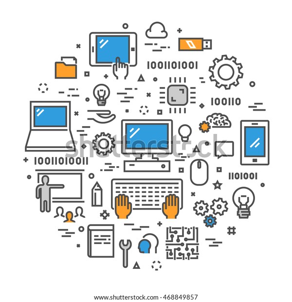 Line Web Concept Computer Science Vector Stock Vector (Royalty Free ...