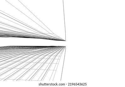 Linear Architectural Drawing Vector Illustration Stock Vector (Royalty ...