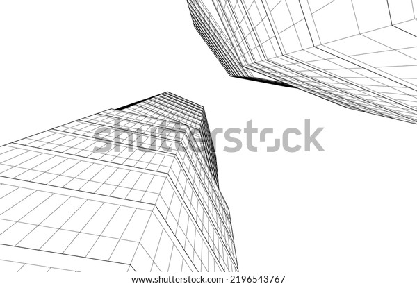 Linear Architectural Drawing Vector Illustration Stock Vector (Royalty ...