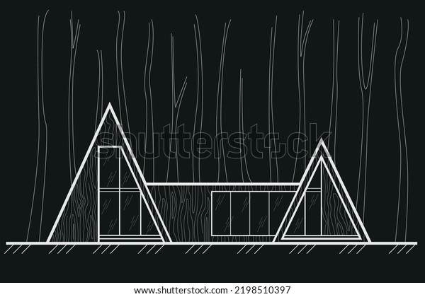 Linear Architectural Front Sketch Residental Building Stock Vector ...