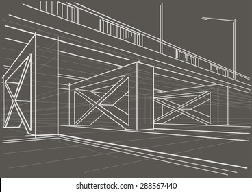 Linear Architectural Sketch Overhead Road On Stock Vector (Royalty Free ...