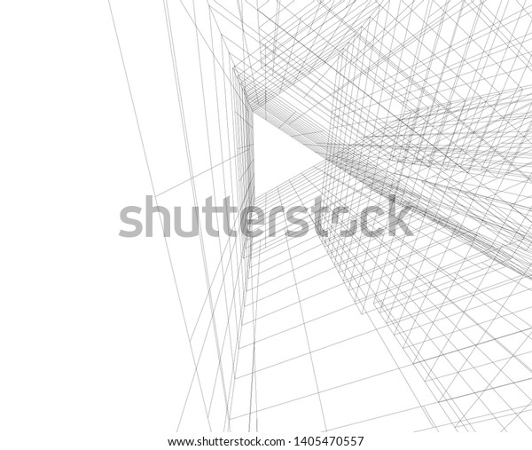 Linear Architecture Building Construction 3d Stock Vector (Royalty Free ...