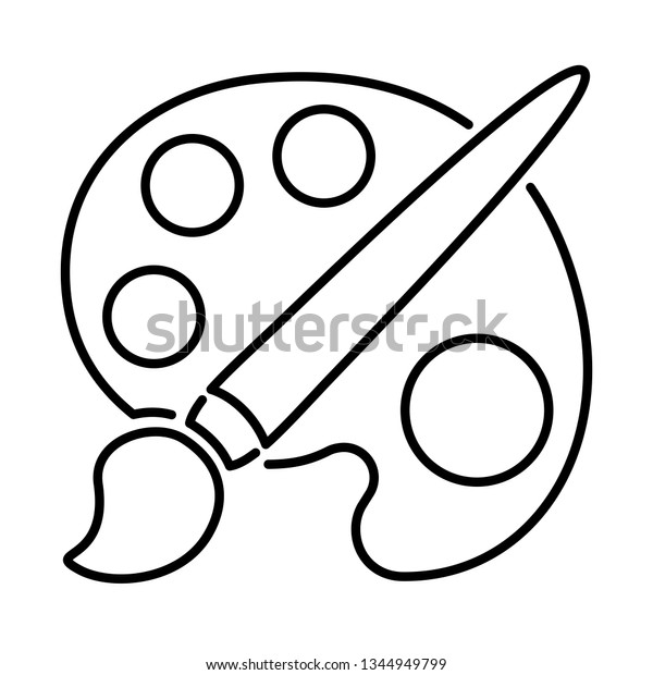 Linear Art Paint Brush Palette Icon Stock Vector (Royalty Free ...
