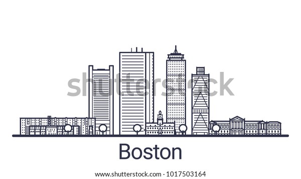 Linear Banner Boston City All Buildings Stock Vector (Royalty Free ...