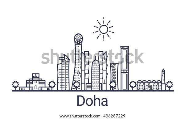 Linear Banner Doha City All Doha Stock Vector (Royalty Free) 496287229 ...
