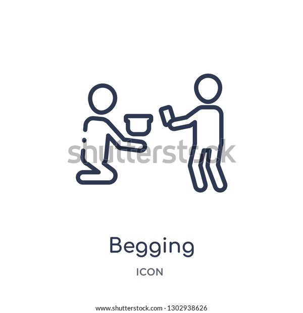 Linear Begging Icon Humans Outline Collection Stock Vector (Royalty ...