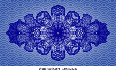 Linear Blue Japanese Pattern Realistic Emblem Stock Vector (Royalty Free) 1807628281 | Shutterstock