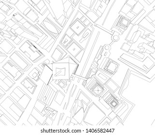 Linear City Buildings Vector 3d Illustration Stock Vector (Royalty Free ...