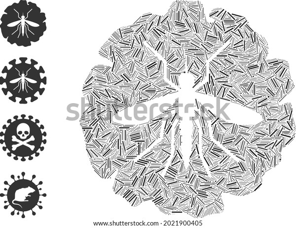 Linear Collage Dengue Fever Virus Icon Stock Vector (Royalty Free ...