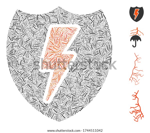 Linear Collage Power Shield Icon Composed Stock Vector (Royalty Free ...