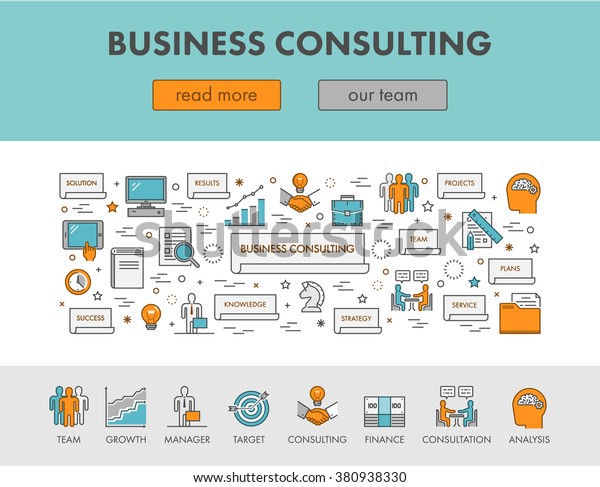 Linear Concept Web Banner Business Consulting Stock Vector (Royalty ...