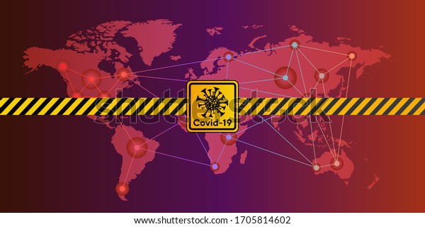 Linear Connection Diagram Covid19 Between Countries Stock Vector ...