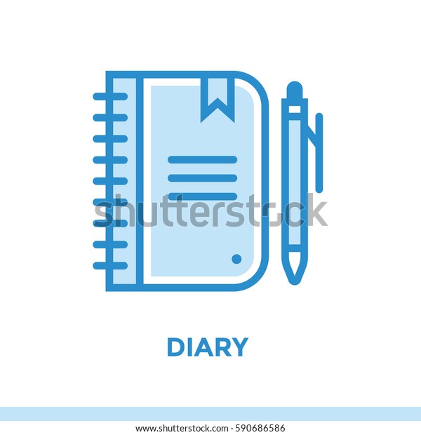 Linear Diary Icon Education Pictogram Outline Stock Vector (Royalty ...