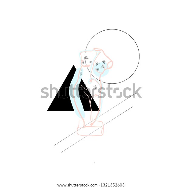 Linear Drawing Marble Statue Female Figure Stock Vector (Royalty Free ...