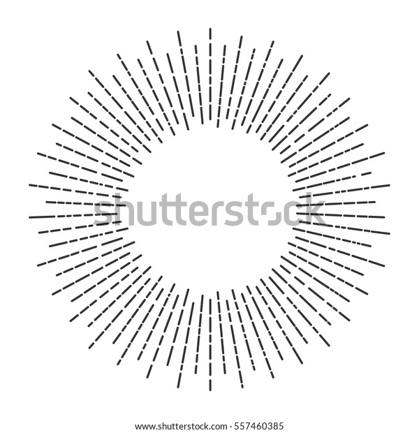Linear drawing of radial sun rays in vintage style isolated on white ...