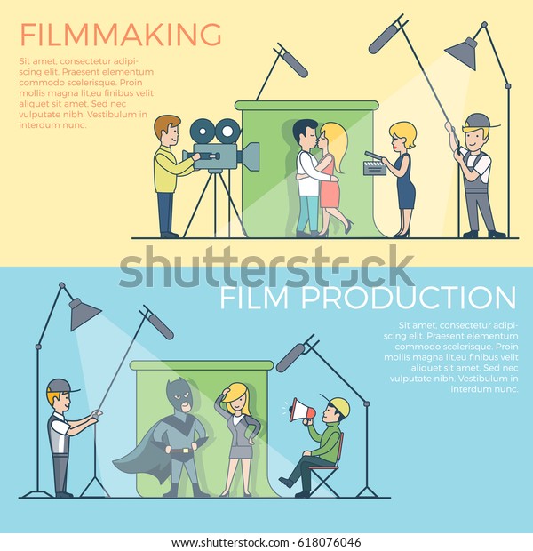 Linear Flat Film Making Production Vector Stock Vector (Royalty Free ...