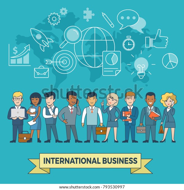 Linear Flat International Business Infographics Icons Stock Vector ...