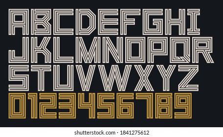 Ilustrasi Stok Linear Font Minimalistic Alphabet Thin Lines 1841995672 ...