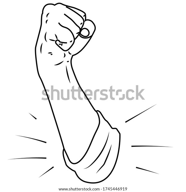 Linear Hand Showing Strength On White Stock Vector (Royalty Free ...