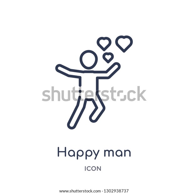 Linear Happy Man Icon Humans Outline Stock Vector (Royalty Free ...