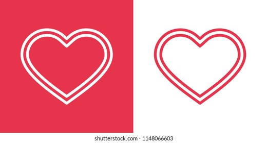 Linear Heart Icon White Red Contour Stock Vector (Royalty Free ...