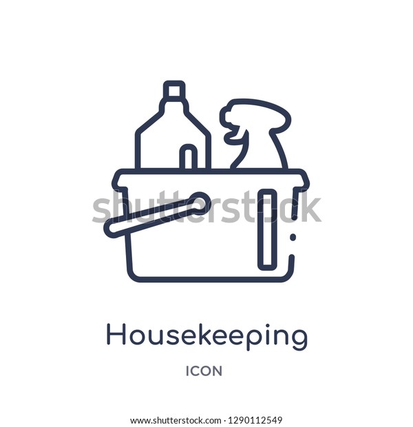 Linear Housekeeping Icon Cleaning Outline Collection Stock Vector ...