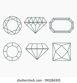 Diamond Icons Vector Set Diamond Silhouettes Stock Vector (Royalty Free ...
