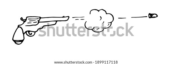 Linear Illustration Revolver Being Fired Flying Stock Vector (Royalty ...
