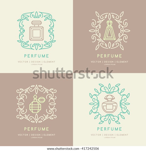 Linear Image Perfume Monogram Floral Monogram Stock Vector (Royalty ...