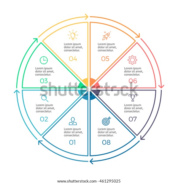 Linear Infographics Pie Chart Diagram 8 Stock Vector (Royalty Free ...