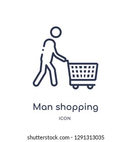 Linear Man Shopping Icon Behavior Outline Stock Vector (Royalty Free ...