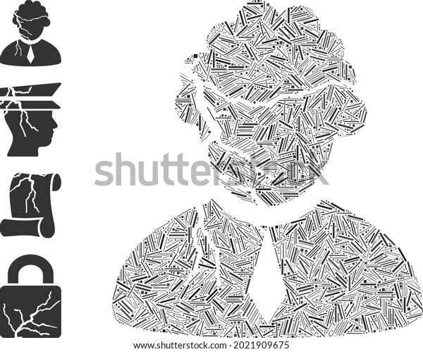 Linear Mosaic Corrupted Judge Icon Constructed Stock Vector (Royalty ...