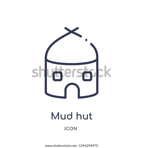 Linear Mud Hut Icon Culture Outline Stock Vector (Royalty Free ...
