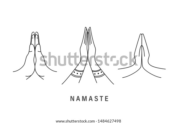Linear Namaste Icon India Holi Outline Stock Vector (Royalty Free ...