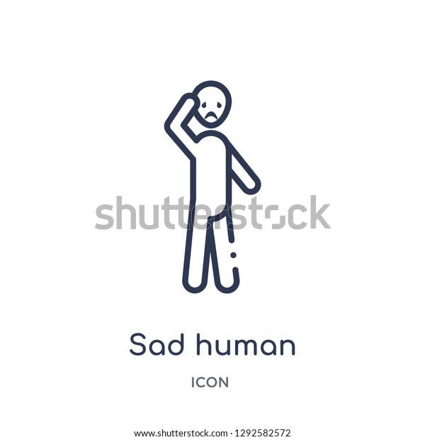 Linear Sad Human Icon Feelings Outline Stock Vector (Royalty Free ...
