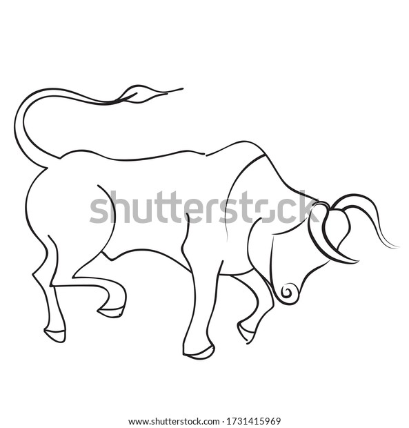 Linear Vector Drawing Bull Symbol New Stock Vector (Royalty Free ...