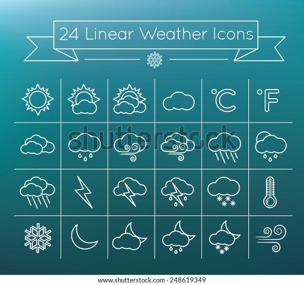 Linear Vector Weather Icons Set On Stock Vector (Royalty Free ...