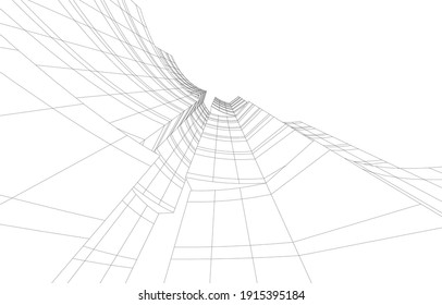 Linear View Abstract Modern 3d Architecture Stock Vector (Royalty Free ...
