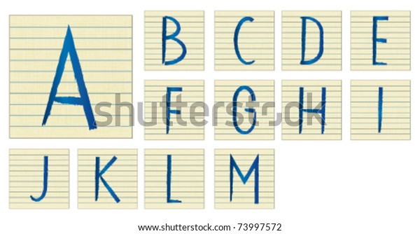 Lined Paper Notes Alphabet Capital Letters Stock Vector (Royalty Free ...
