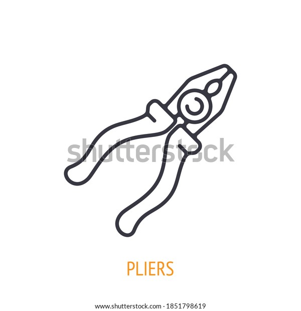 Lineman Pliers Outline Icon Vector Illustration Stock Vector (Royalty ...
