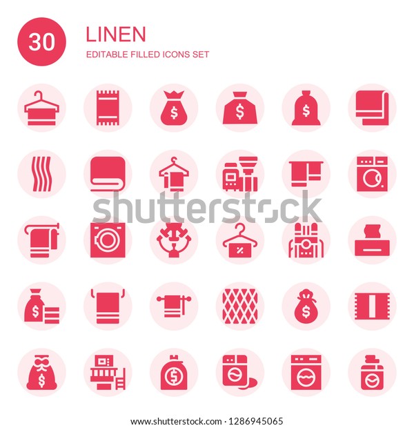 Linen Icon Set Collection 30 Filled Stock Vector (Royalty Free ...
