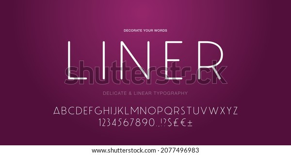 Liner Digital Alphabet Numbers Font Typography: เวกเตอร์สต็อก (ปลอดค่า ...