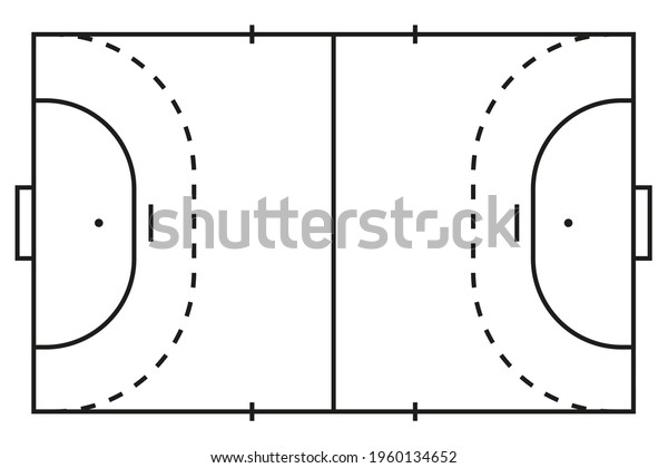 Lines Handballfeld, Symbol einzeln auf weißem Hintergrund ...