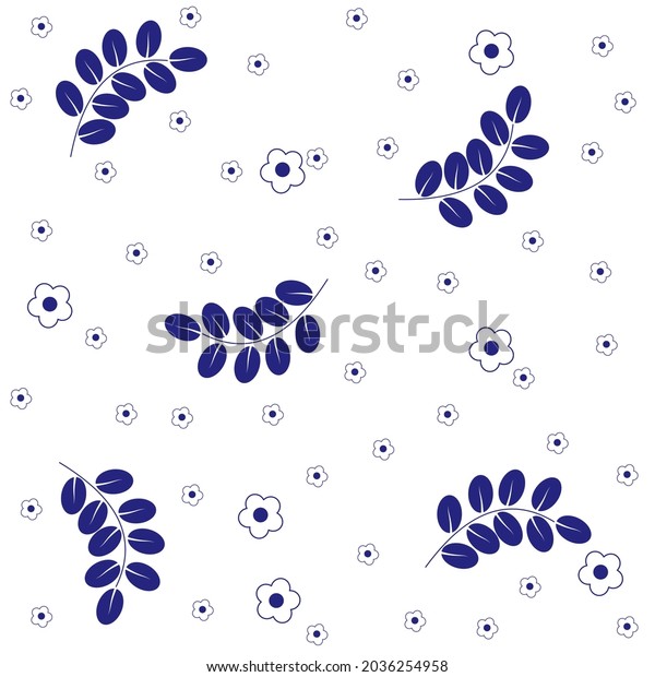Lines Small Torn Leaves Flowers Blue Stock Vector (Royalty Free ...