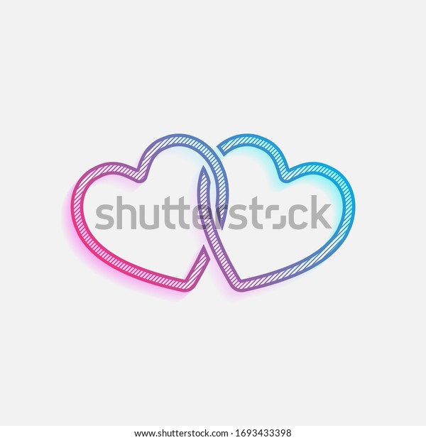 Linked Hearts Icon Colored Logo Diagonal Stock Vector (Royalty Free ...