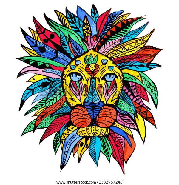 Lion Abstract Hand Drawn Vector Illustration Stock Vector (Royalty Free ...