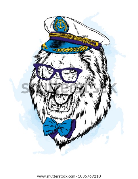 Lion Captains Cap Vector Illustration Stock Vector (Royalty Free ...