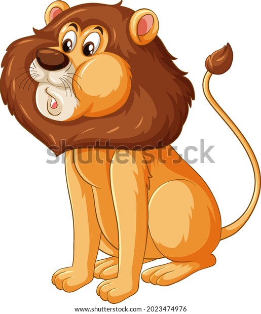 Lion Cartoon Character Sitting Pose Isolated: เวกเตอร์สต็อก (ปลอดค่า ...